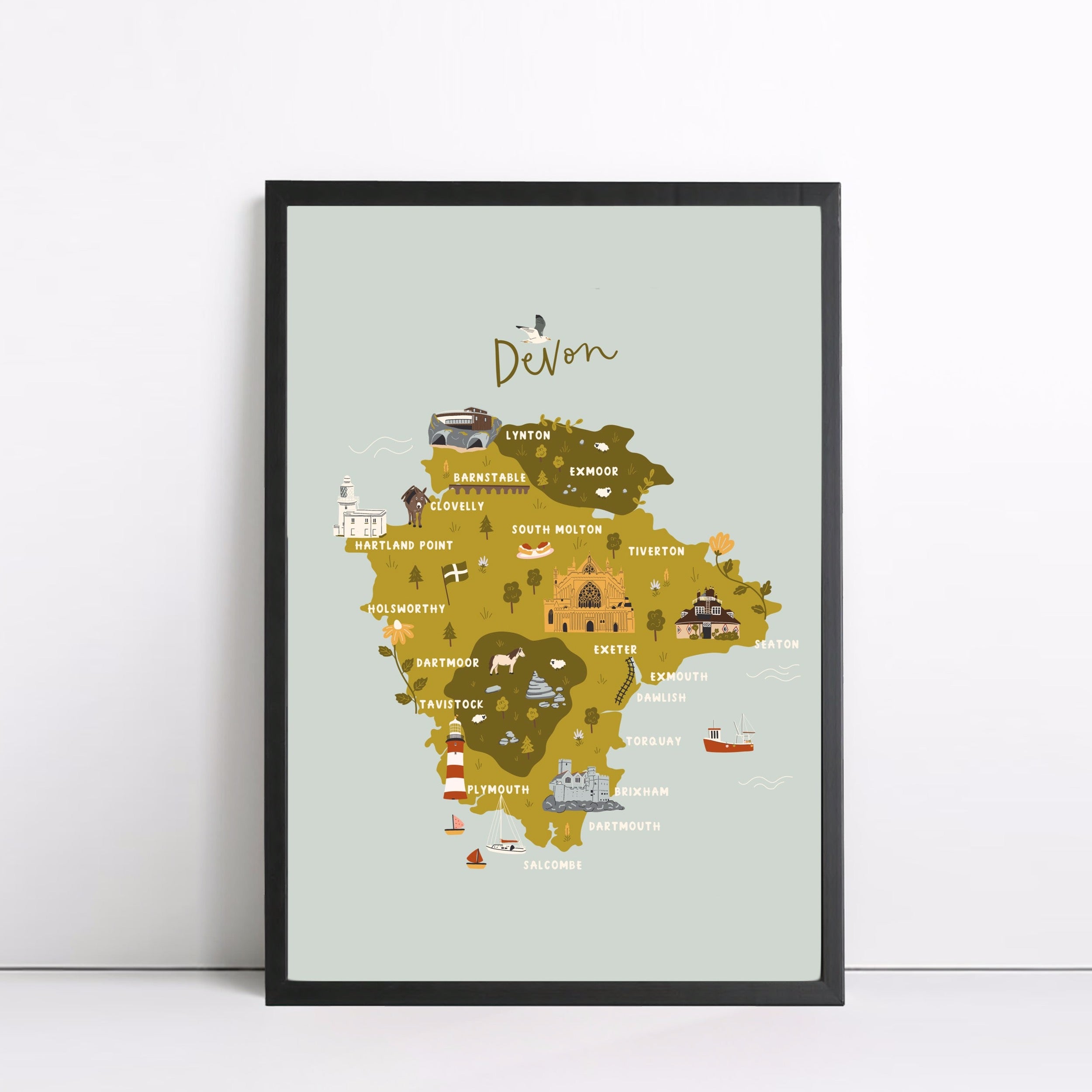 Devon Illustrated Map Print | Abbie Imagine | Cornwall, UK – Abbie ...