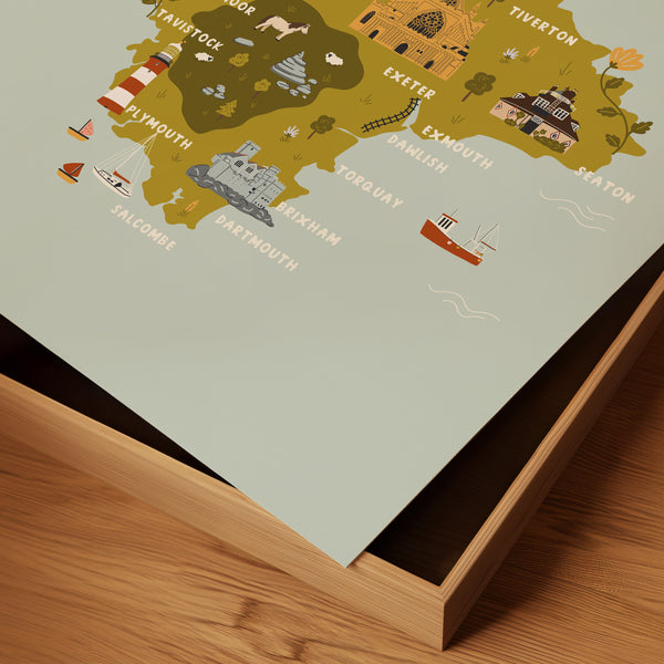 Devon Illustrated Map Print | Abbie Imagine | Cornwall, UK – Abbie ...