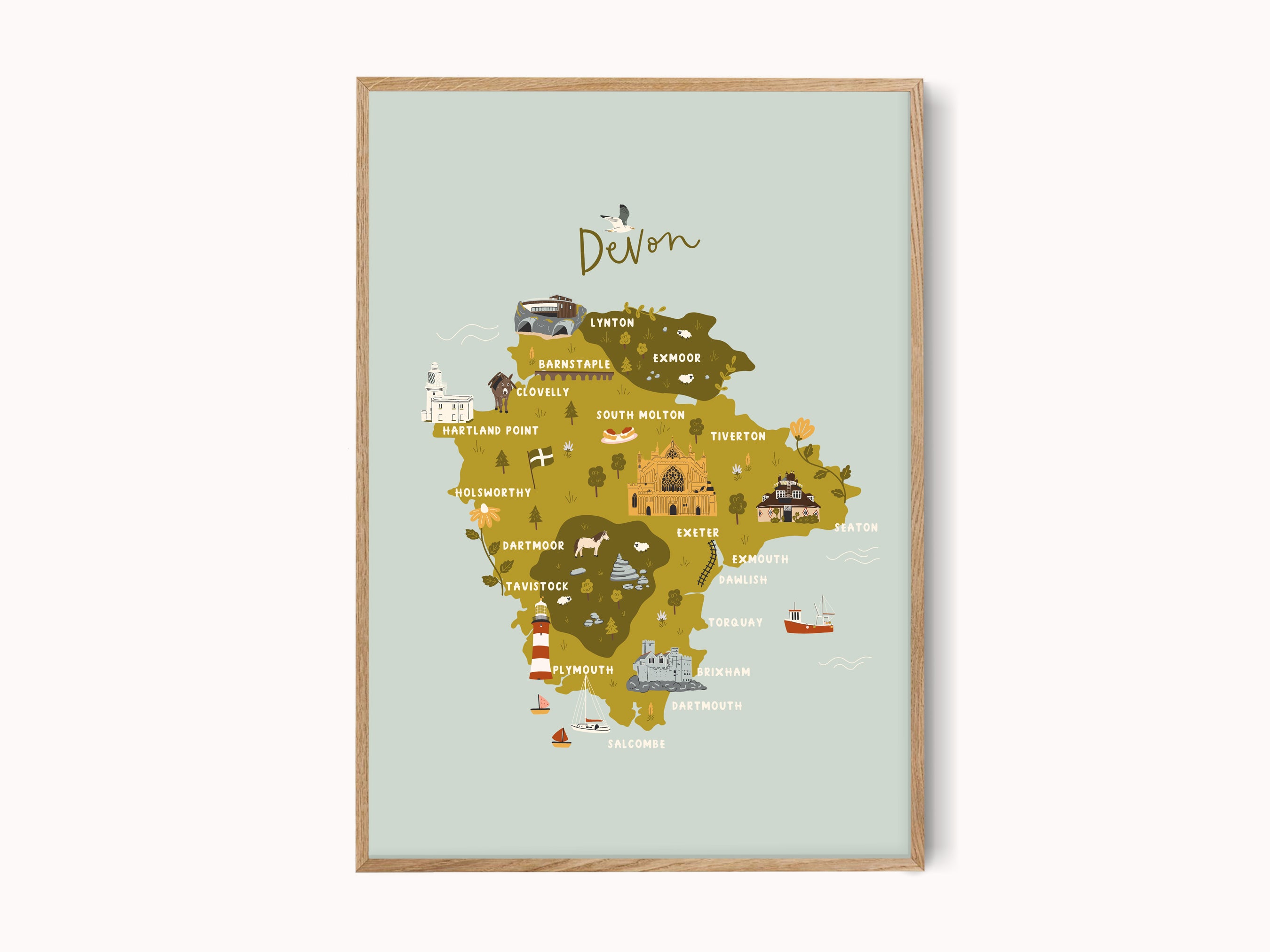 Devon Illustrated Map Print | Abbie Imagine | Cornwall, UK – Abbie ...