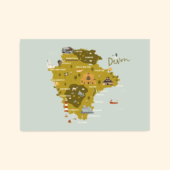 Devon Illustrated Map Print | Abbie Imagine | Cornwall, UK – Abbie ...