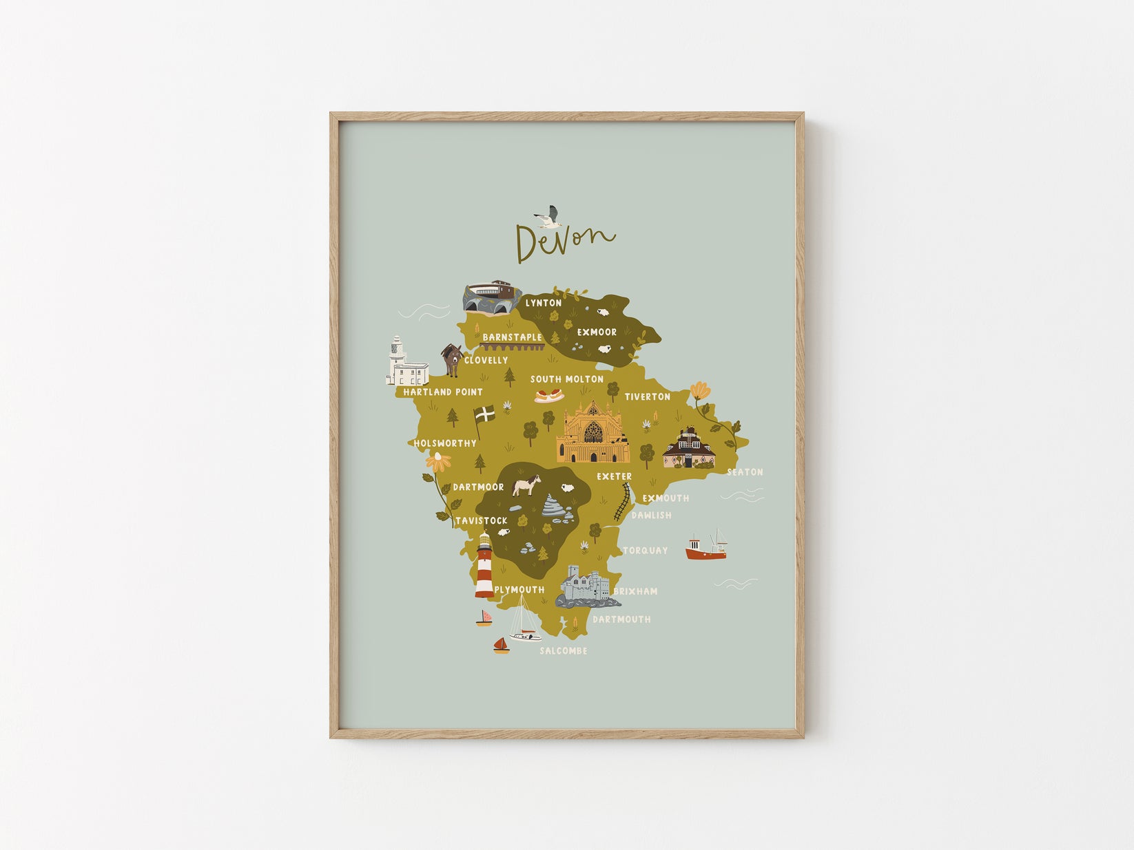 Devon Illustrated Map Print | Abbie Imagine | Cornwall, UK – Abbie ...