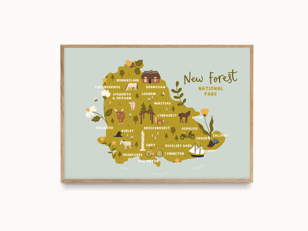 New Forest Illustrated Map Print | Abbie Imagine | Cornwall, UK – Abbie Imagine Design
