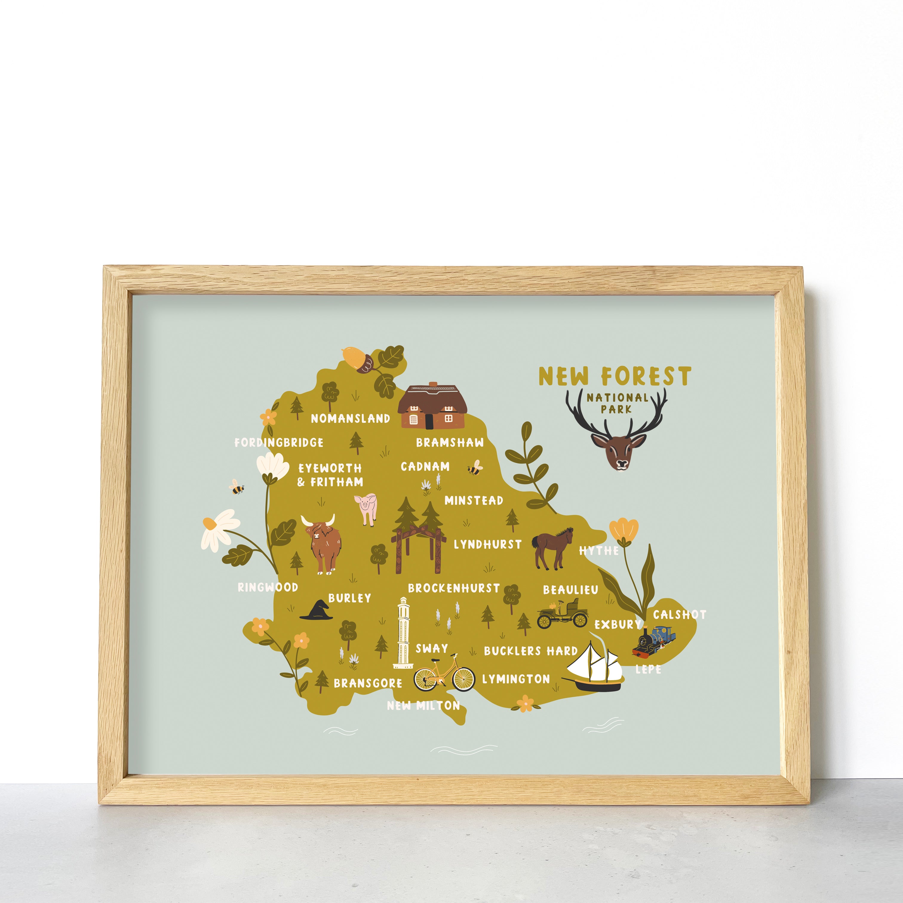 New Forest Illustrated Map Print | Abbie Imagine | Cornwall, UK – Abbie ...